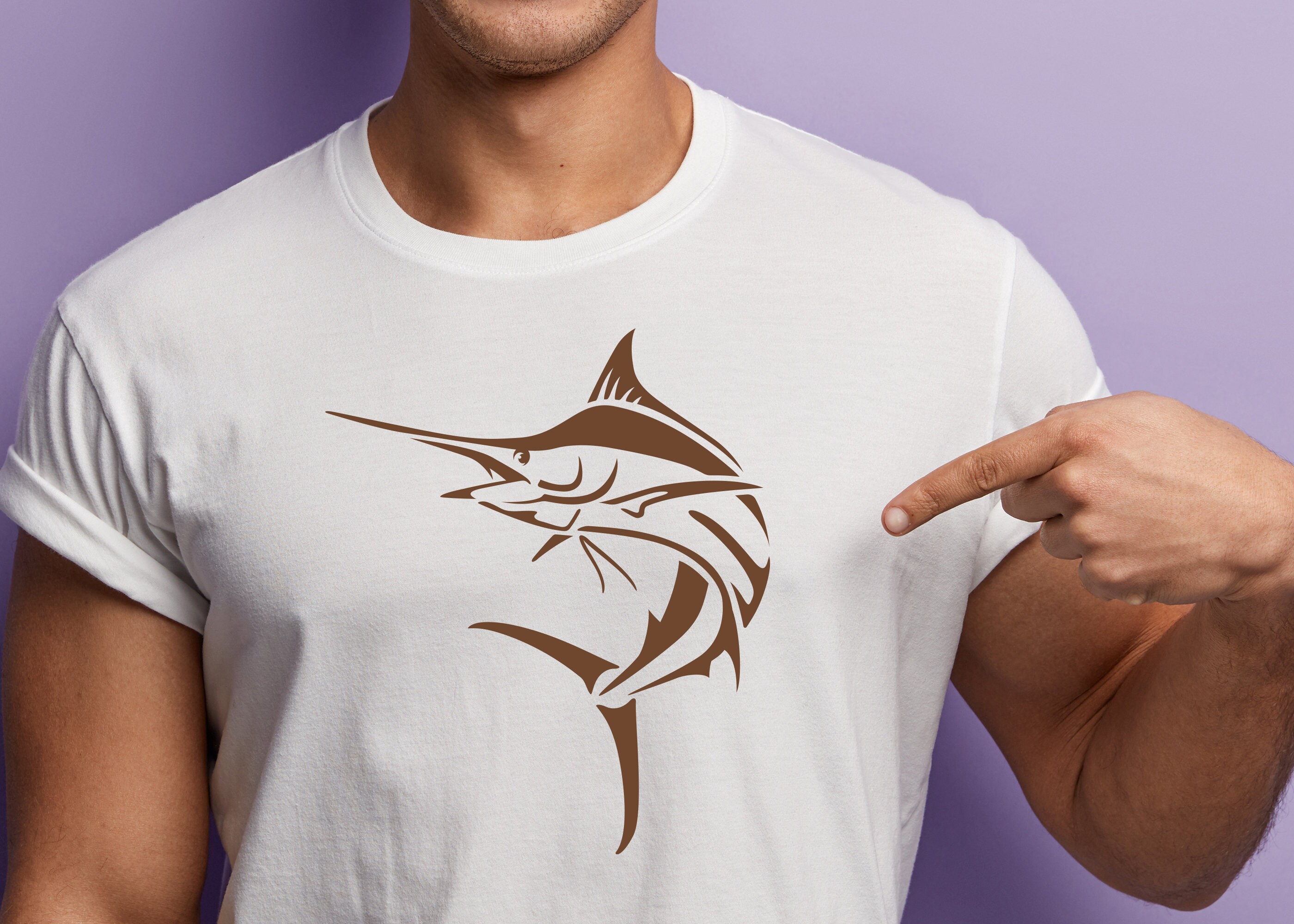 Marlin Fish Jumping Art Stencil, SVG, Dxf, Marlin Fish Stencil, Sea ...