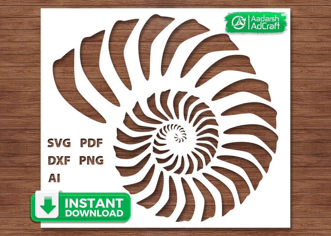 Nautilus Shell Stencil SVG | Sea Shell Stencil Design for Beach Decor ...
