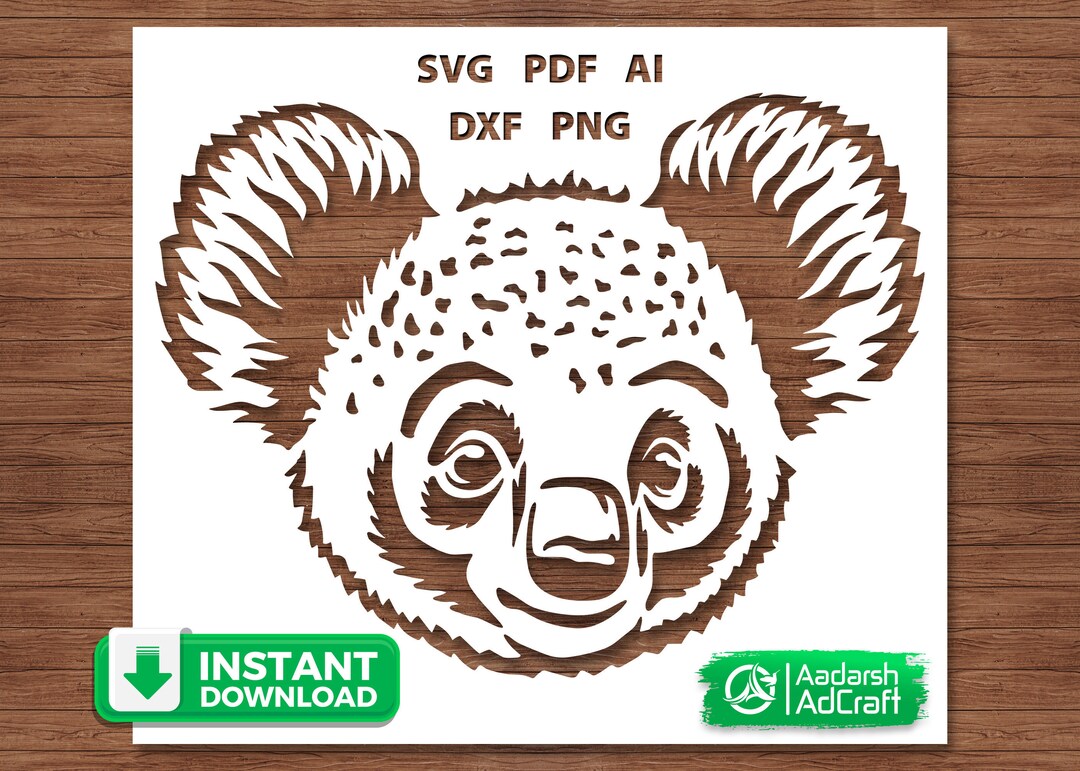 Cute Koala Bear Face Stencil Art, Koala Art, SVG, Dxf, Wildlife Design ...