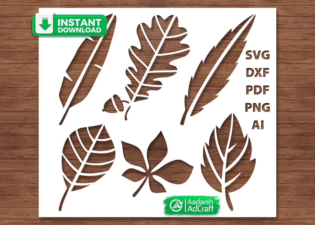 Autumn Fall Leaves Stencil Set SVG, Seasonal Botanical Cut File for ...
