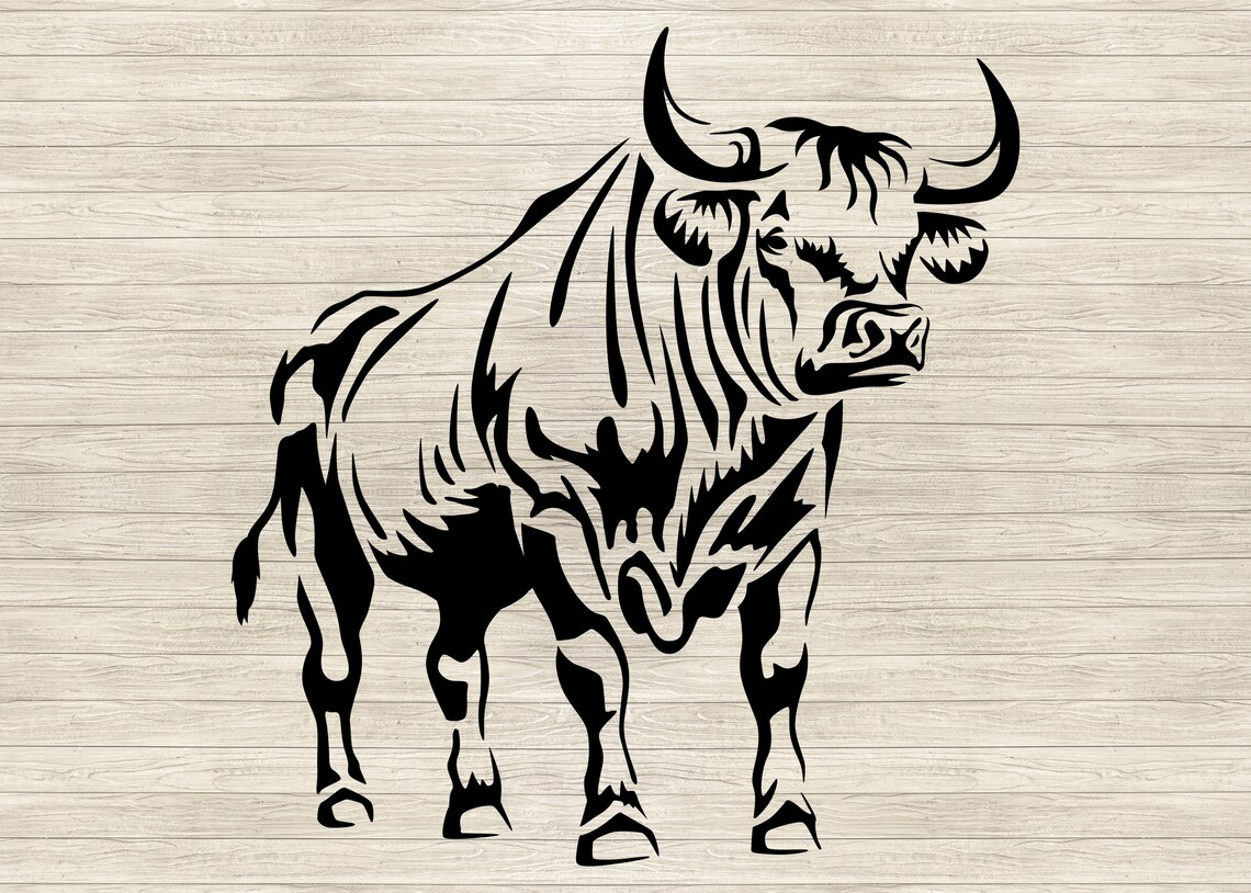 Bull Stencil | Strong Animal SVG, Farmhouse Wall Art, Rustic Sign ...