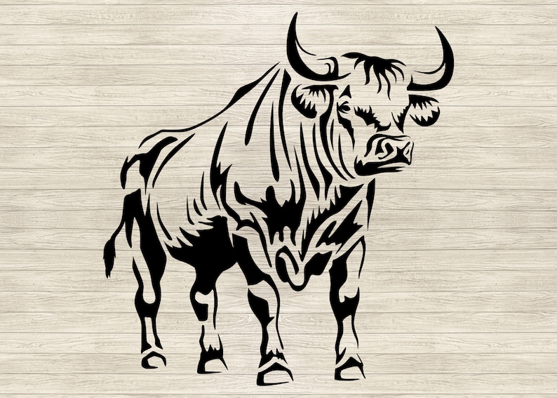 Bull Animal Full Body Art Stencil, Vector Drawing, SVG, Dxf, Cattle ...