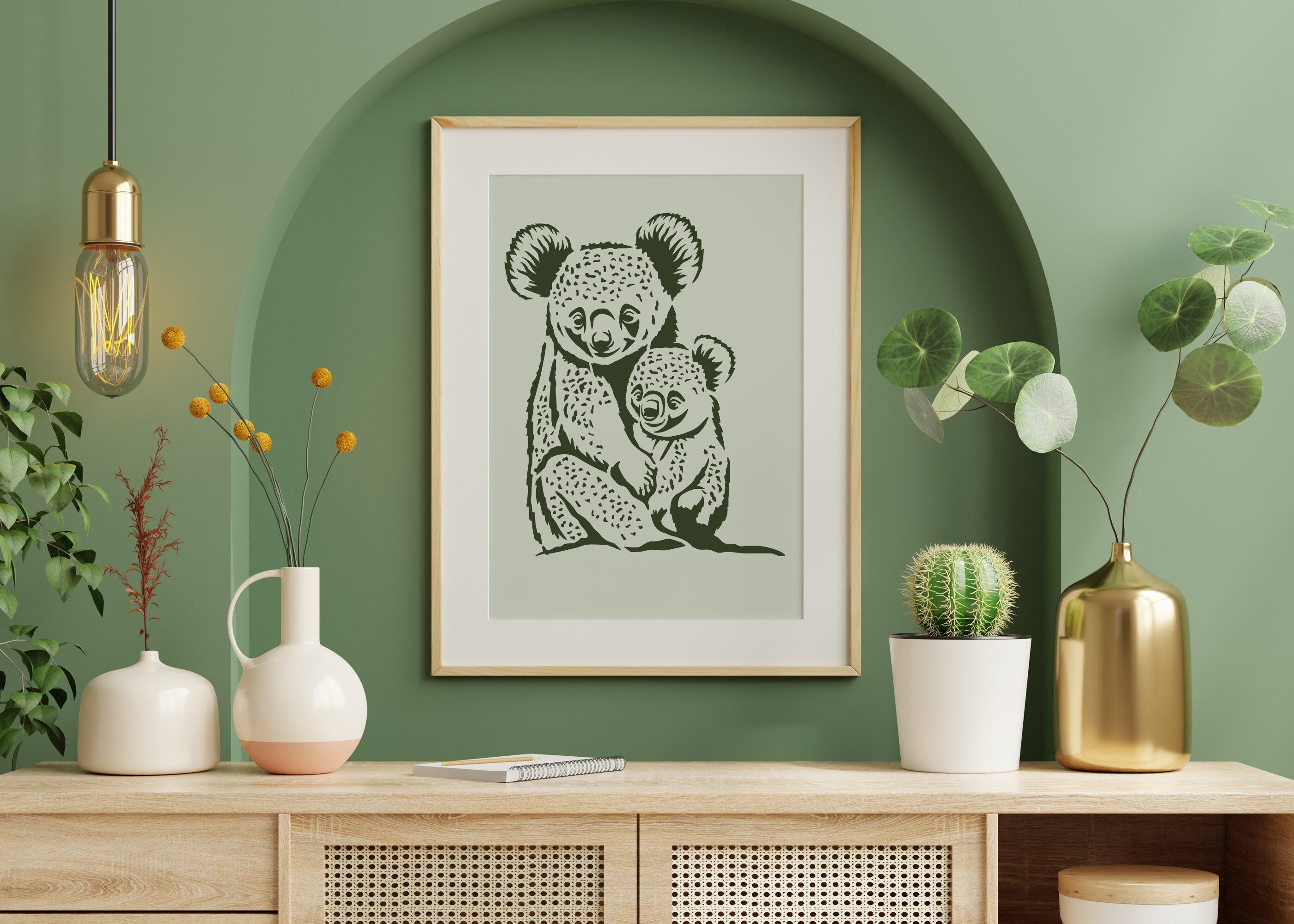 Cute Koala Bear With Baby Stencil Art, Joey Koala Art, SVG, Dxf ...