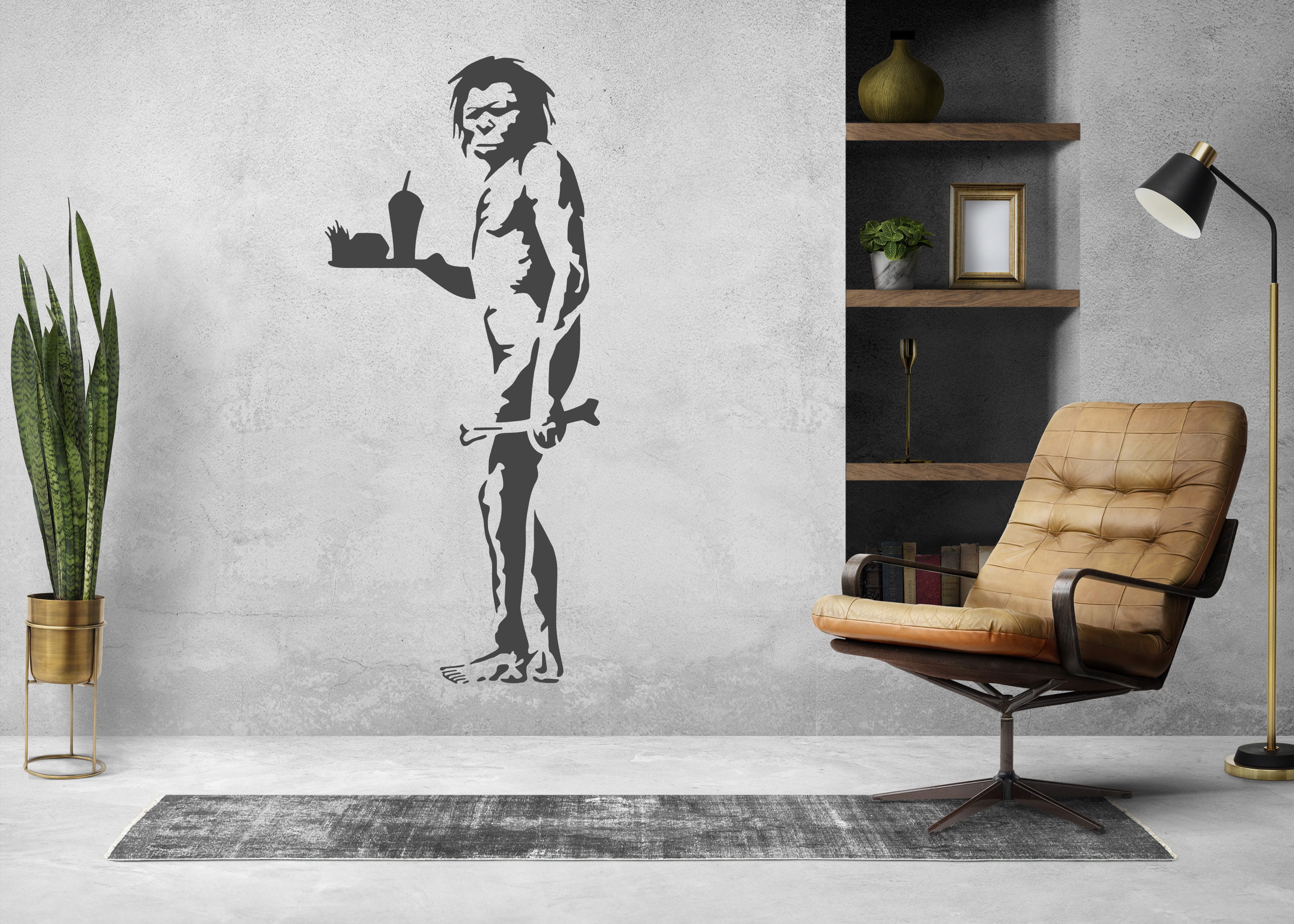 Banksy Prehistoric Caveman Fast Food Art Stencil, Caveman Stencil, SVG ...