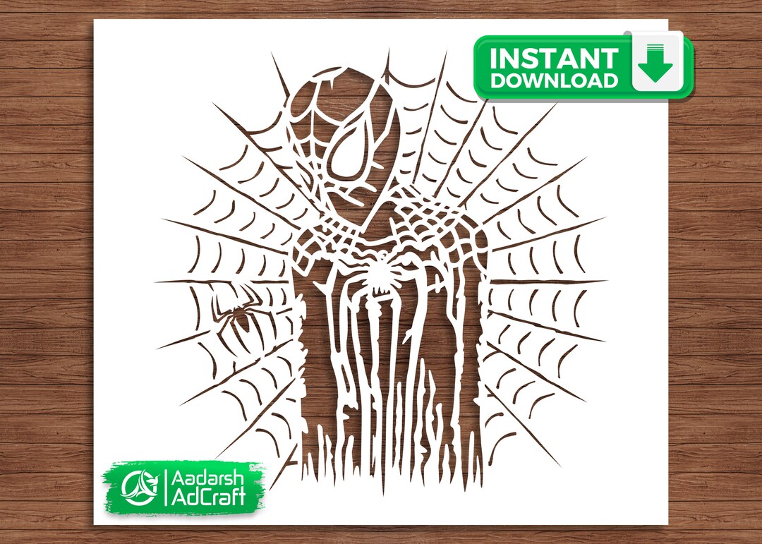 Superhero Stencil Art With Spider Suit Vector SVG Dxf - Etsy