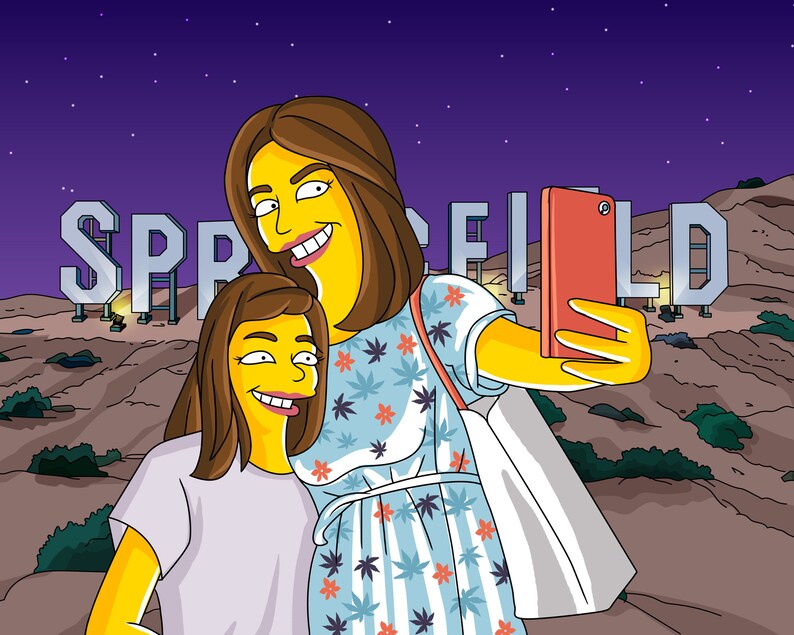 Custom Simpson Yellow Character Couple With Father Portrait on ...