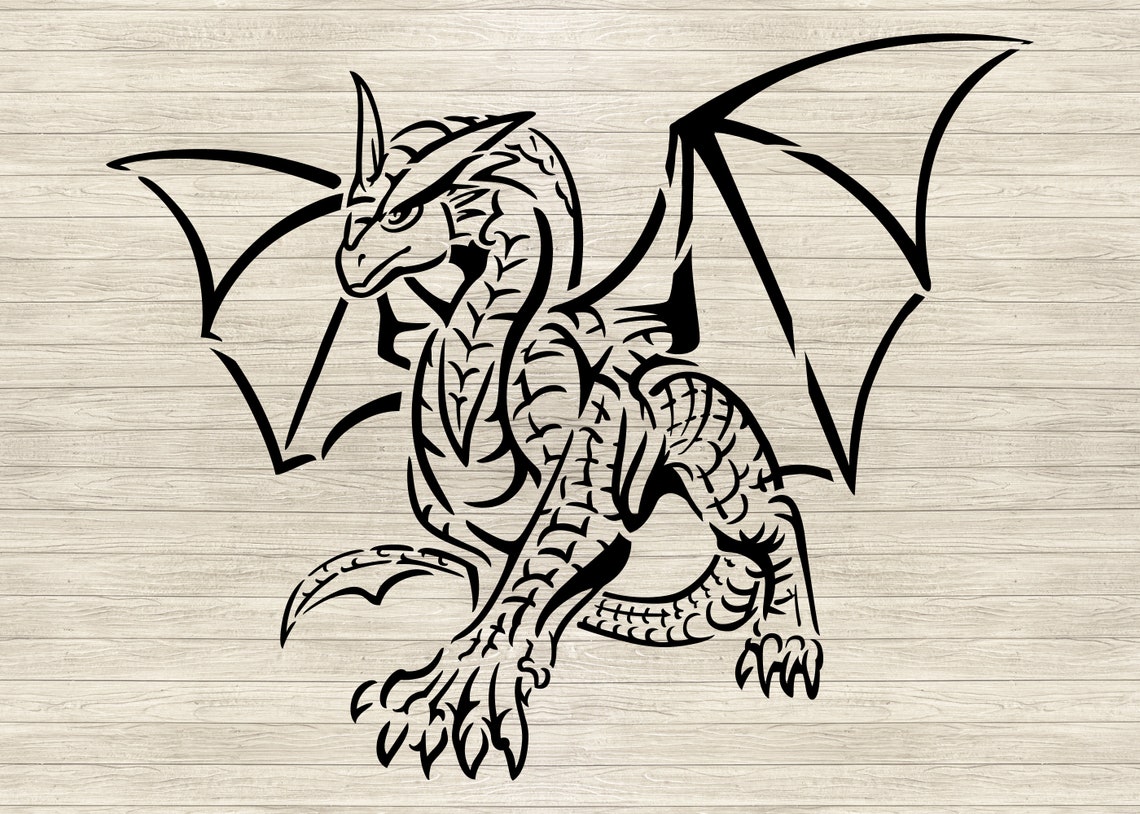 Dragon Full Body Stencil, SVG, Dxf, Dragon Printable Stencil, Mythical ...