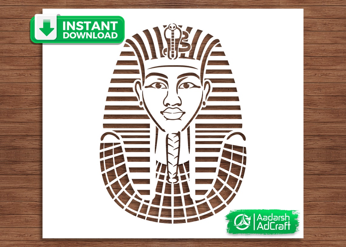 Pharaoh Tutankhamun Mask Stencil Art SVG Dxf Egyptian Art - Etsy