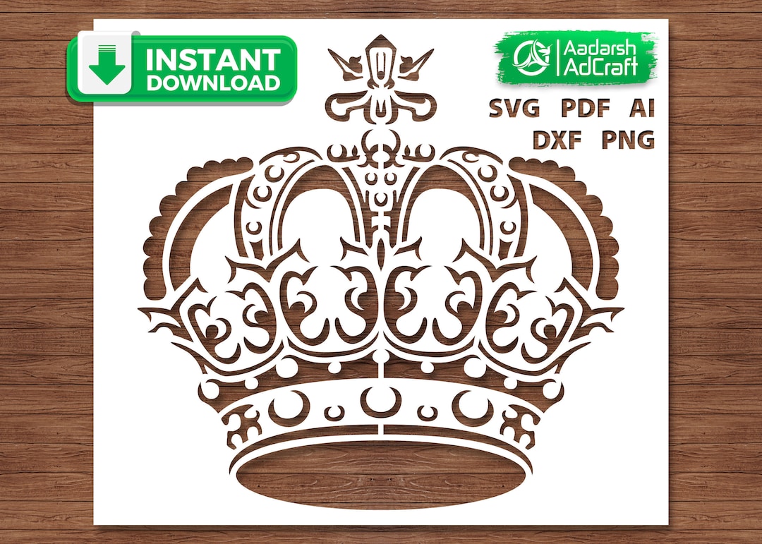 Royal King Crown Stencil Art, Royal Crown, Royal Theme, Wall Decor, SVG, Dxf, Wall Decor Pattern ...