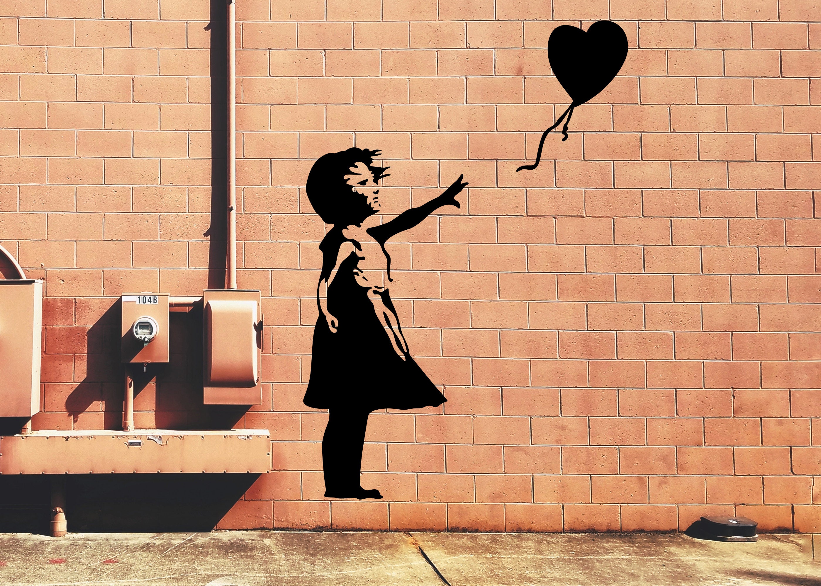 Banksy Girl Heart Balloon Stencil, SVG, DXF, Alone Waiting Girl ...