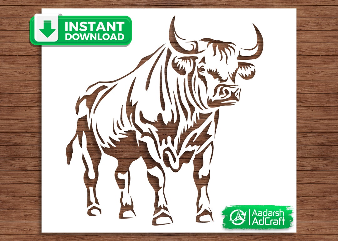Bull Animal Full Body Art Stencil Vector Drawing SVG Dxf - Etsy