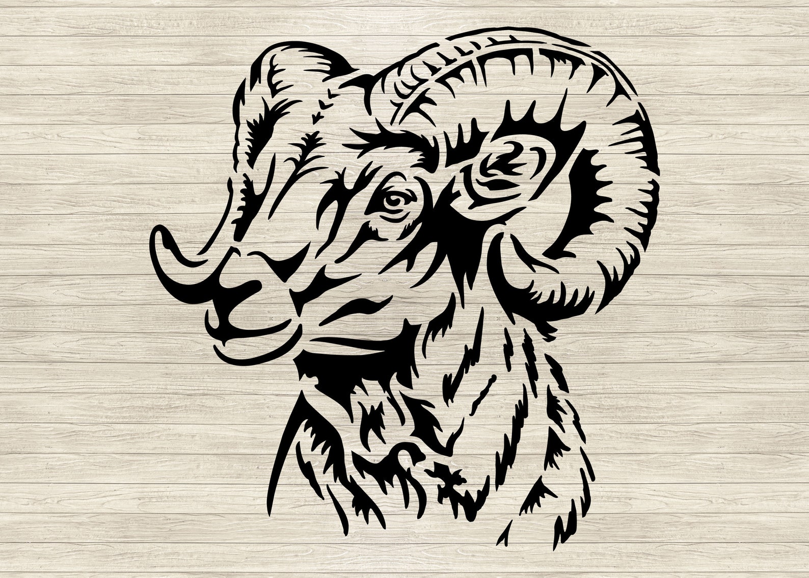 Farm Animal Ram Sheep Stencil Art, Vector SVG, Dxf, Ram Stencil, Ram ...
