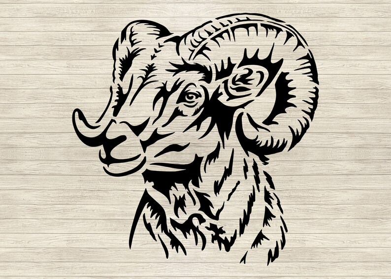 Farm Animal Ram Sheep Stencil Art, Vector SVG, Dxf, Ram Stencil, Ram ...