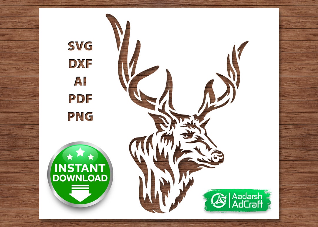 American Elk Head Side Face Stencil, SVG, Dxf, Digital Instant Download ...