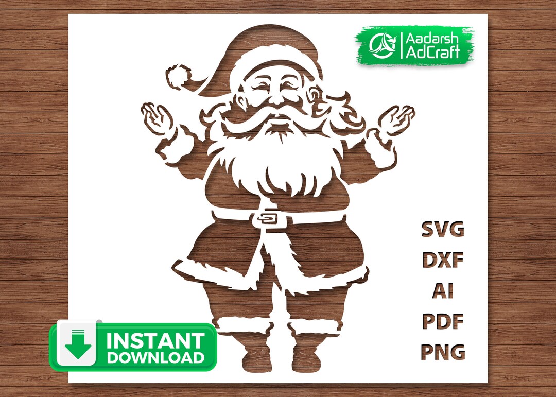 Christmas Santa Claus With Open Arms Xmas Stencil Art, Vector SVG, Dxf ...