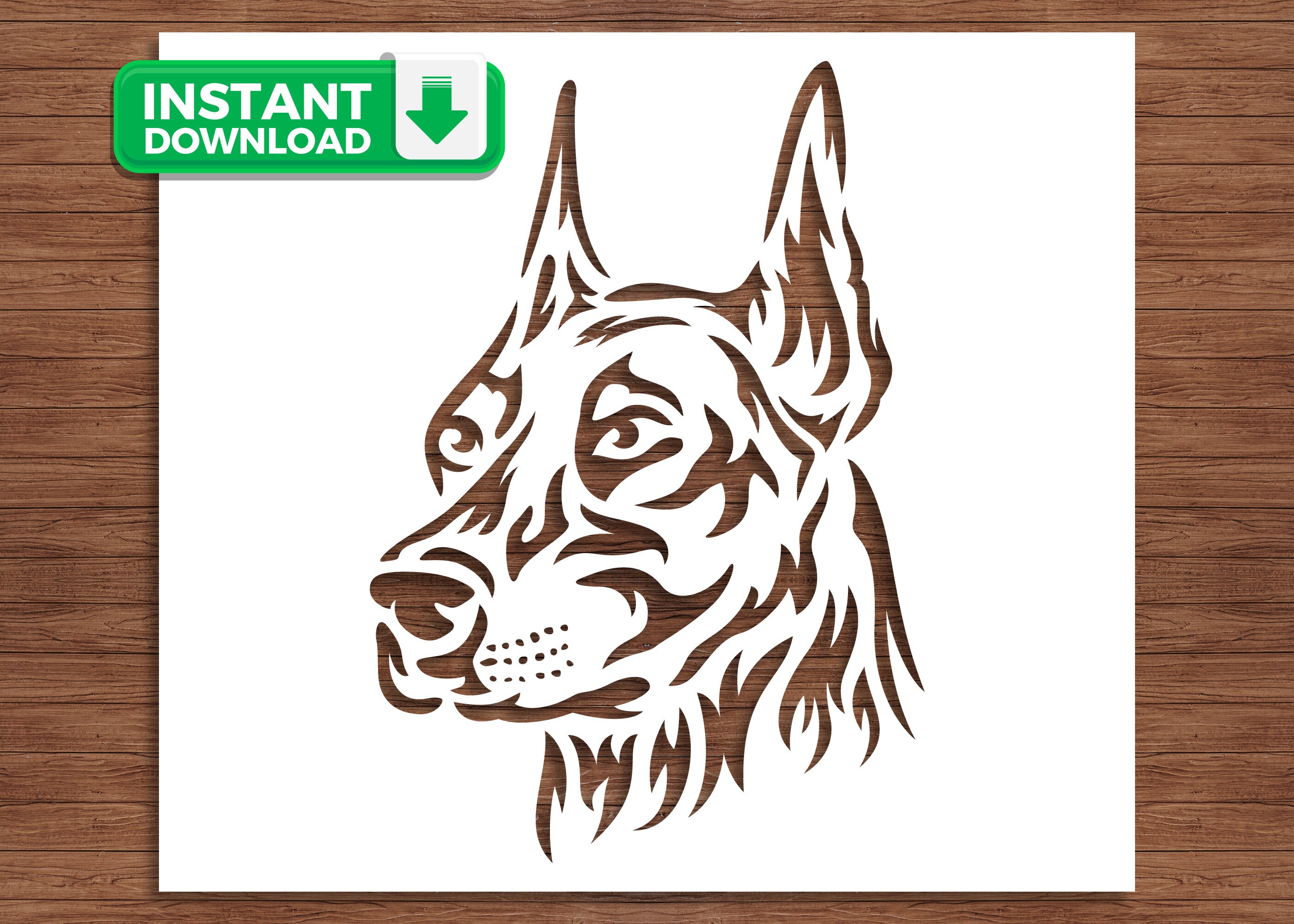 Doberman Pinscher Dog Face Stencil Art SVG DXF Dog Stencil - Etsy