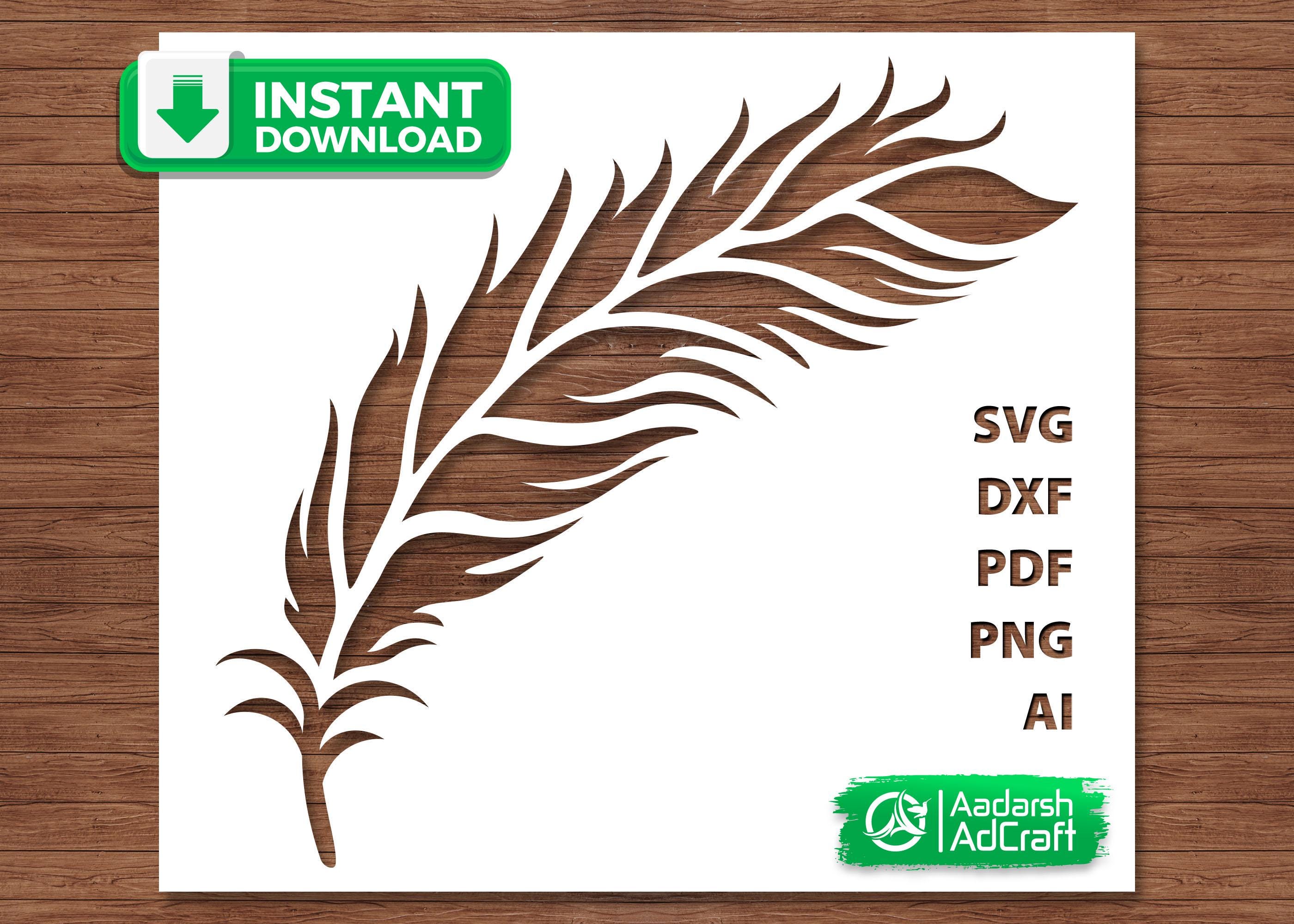 Large Feather Stencil SVG, Boho Feather Cut File for Cricut ...