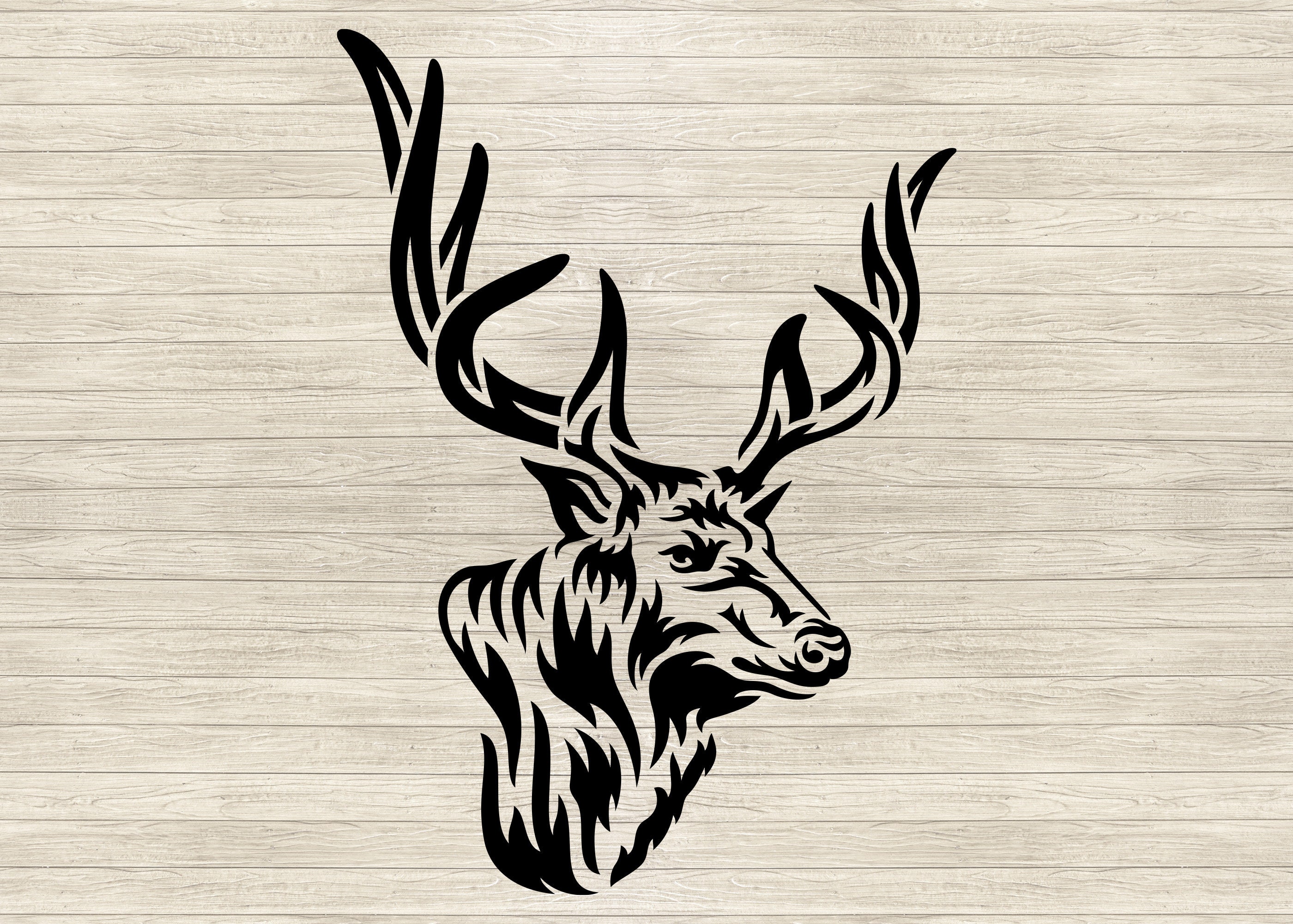 American Elk Head Side Face Stencil SVG Dxf Digital Instant - Etsy