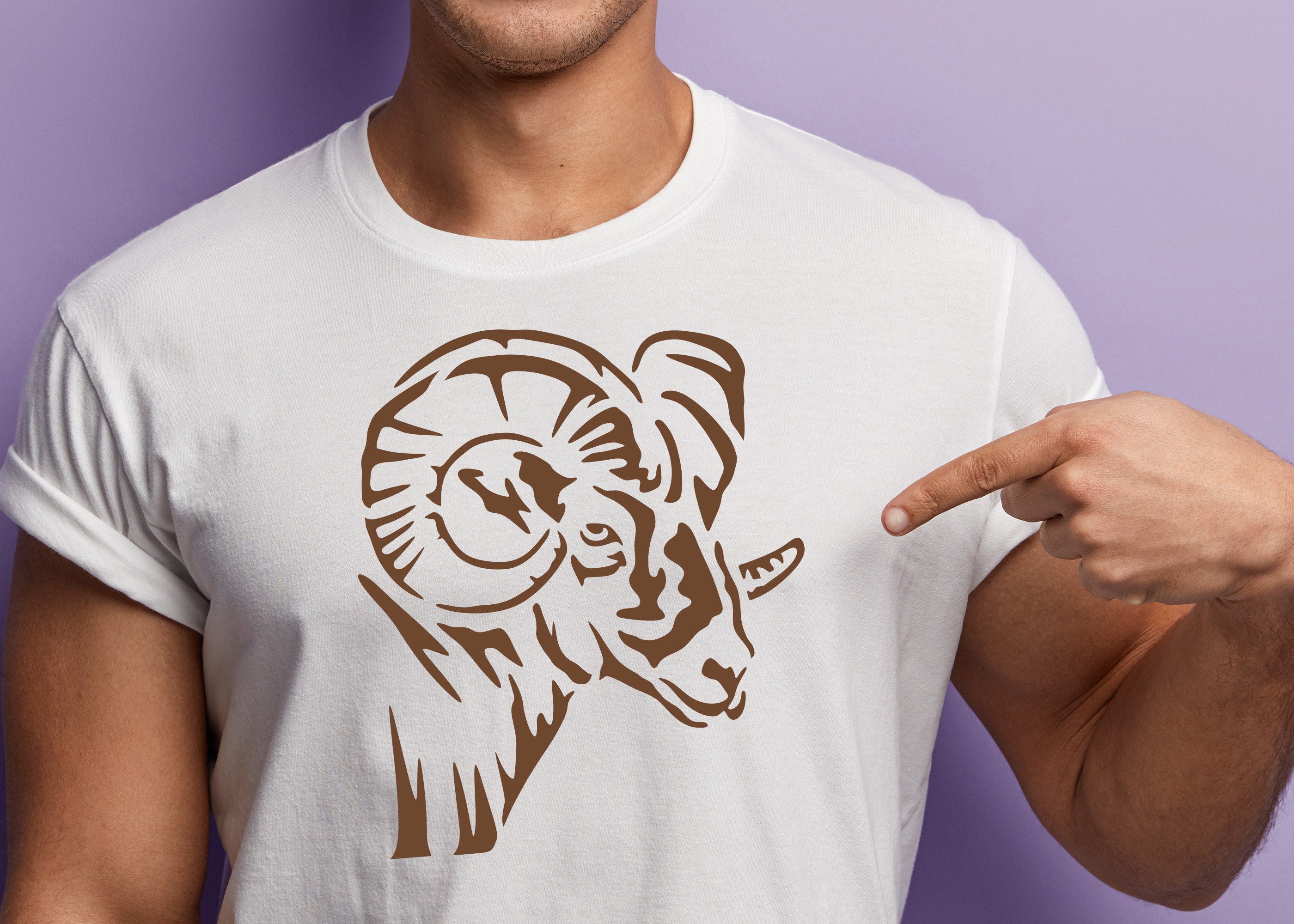 Ram Jungle Side Face Creative Stencil Art, Vector SVG, Dxf, Ram Stencil ...