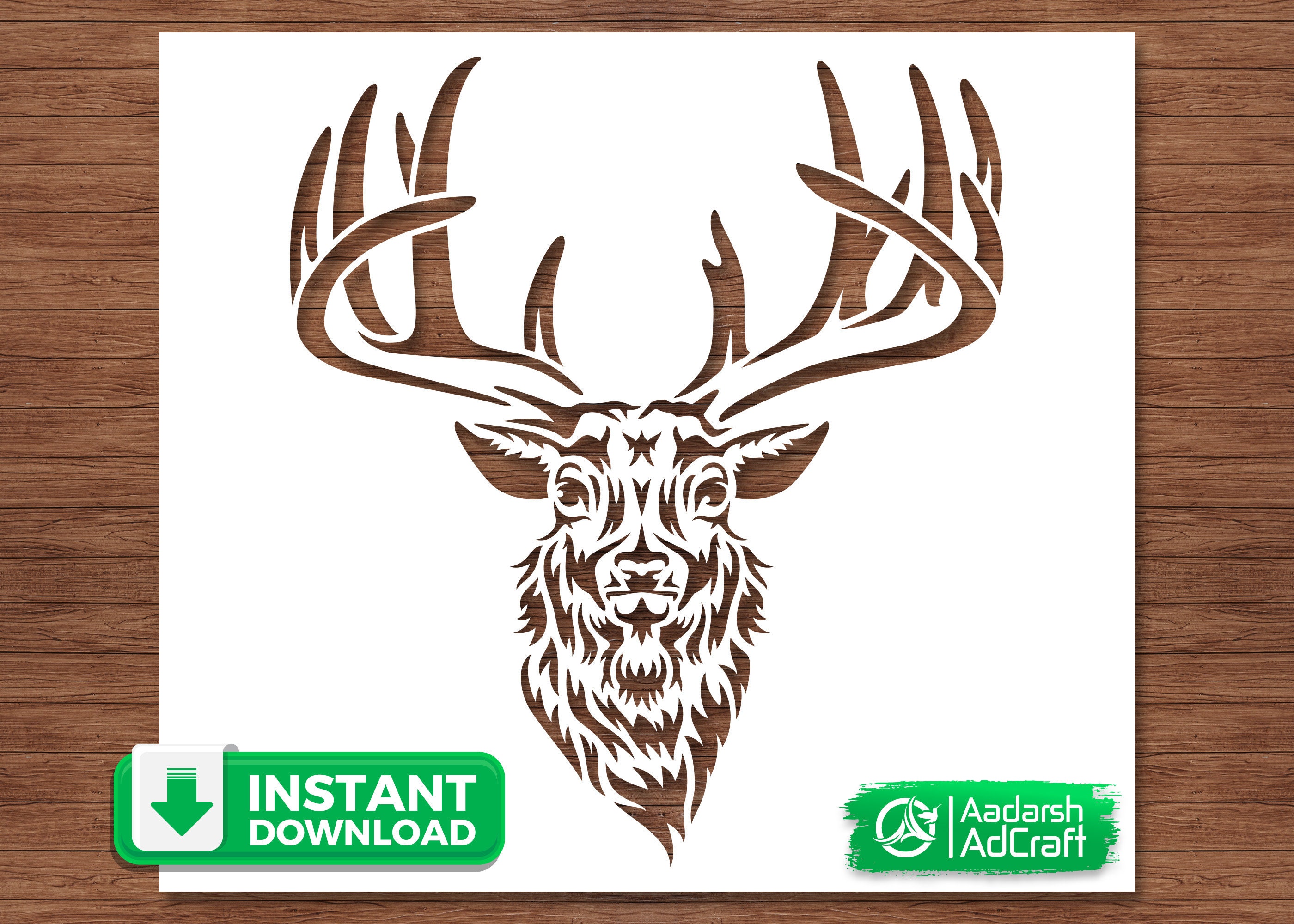 American Elk Head Front Face Stencil, SVG, Dxf, Digital Instant ...