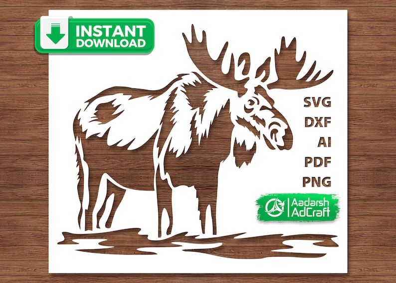 Alaska Moose Creative Art Stencil, SVG, Dxf, Digital Instant Download, Moose Stencil, DIY, Craft ...