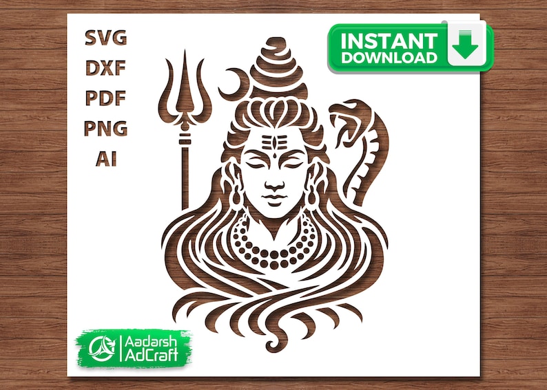 Lord Shiva Stencil | Hindu God SVG Template, Mahashivratri Stencil Art ...