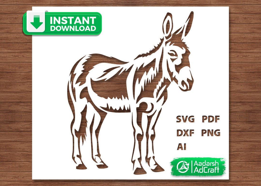 Donkey Jackass Stencil Design, Vector Drawing, SVG, Dxf, Jackass ...