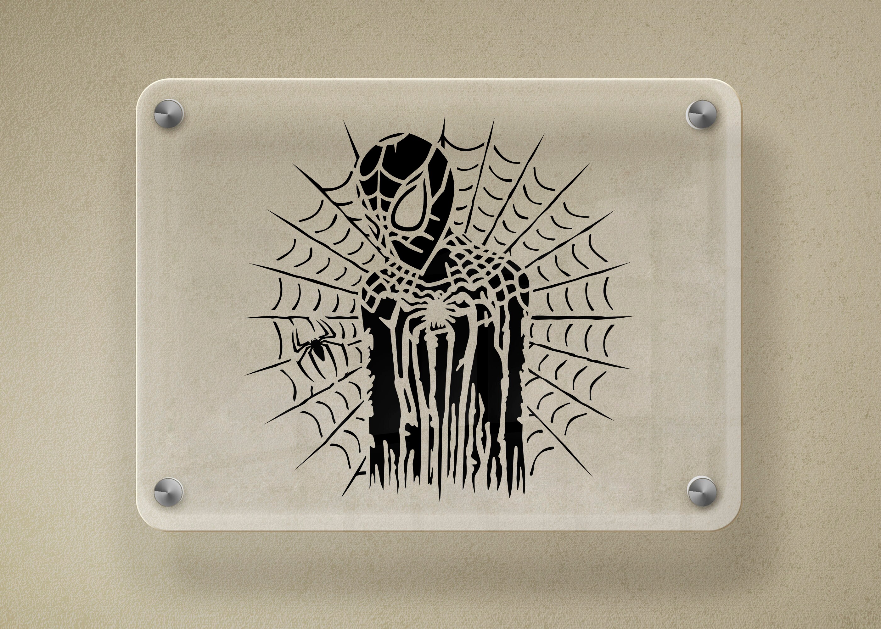Superhero Stencil Art With Spider Suit Vector SVG Dxf - Etsy