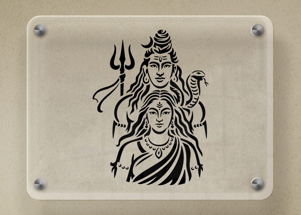 Divine Shiv Shakti Stencil | Hindu God SVG Template, Shiva Parvati ...