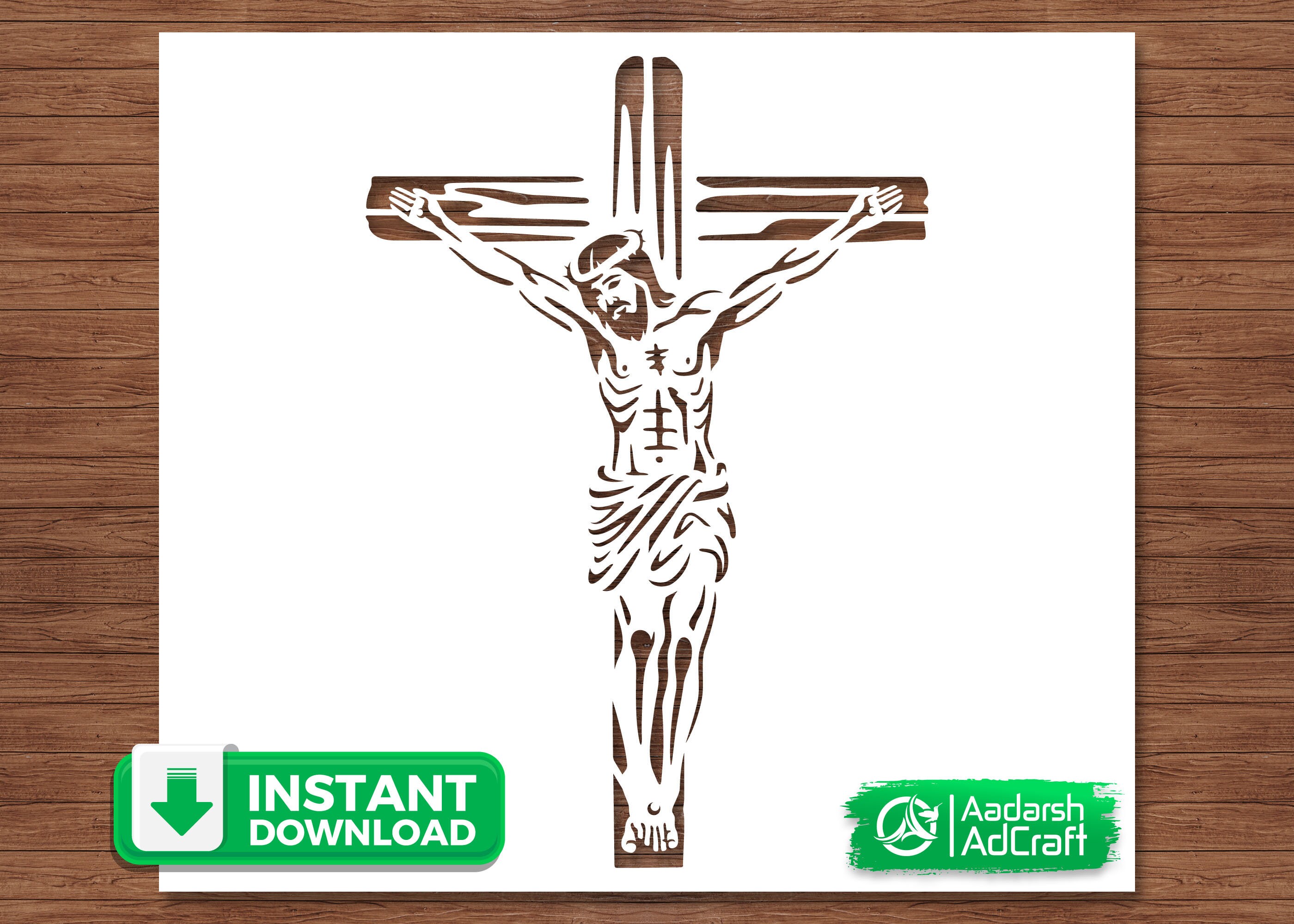 Jesus Crucified Sacred Holy Stencil Art, Vector SVG, Dxf, Stencil Print ...
