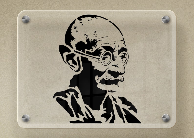Mahatma Gandhi Face Stencil SVG, Inspirational Portrait Template for ...