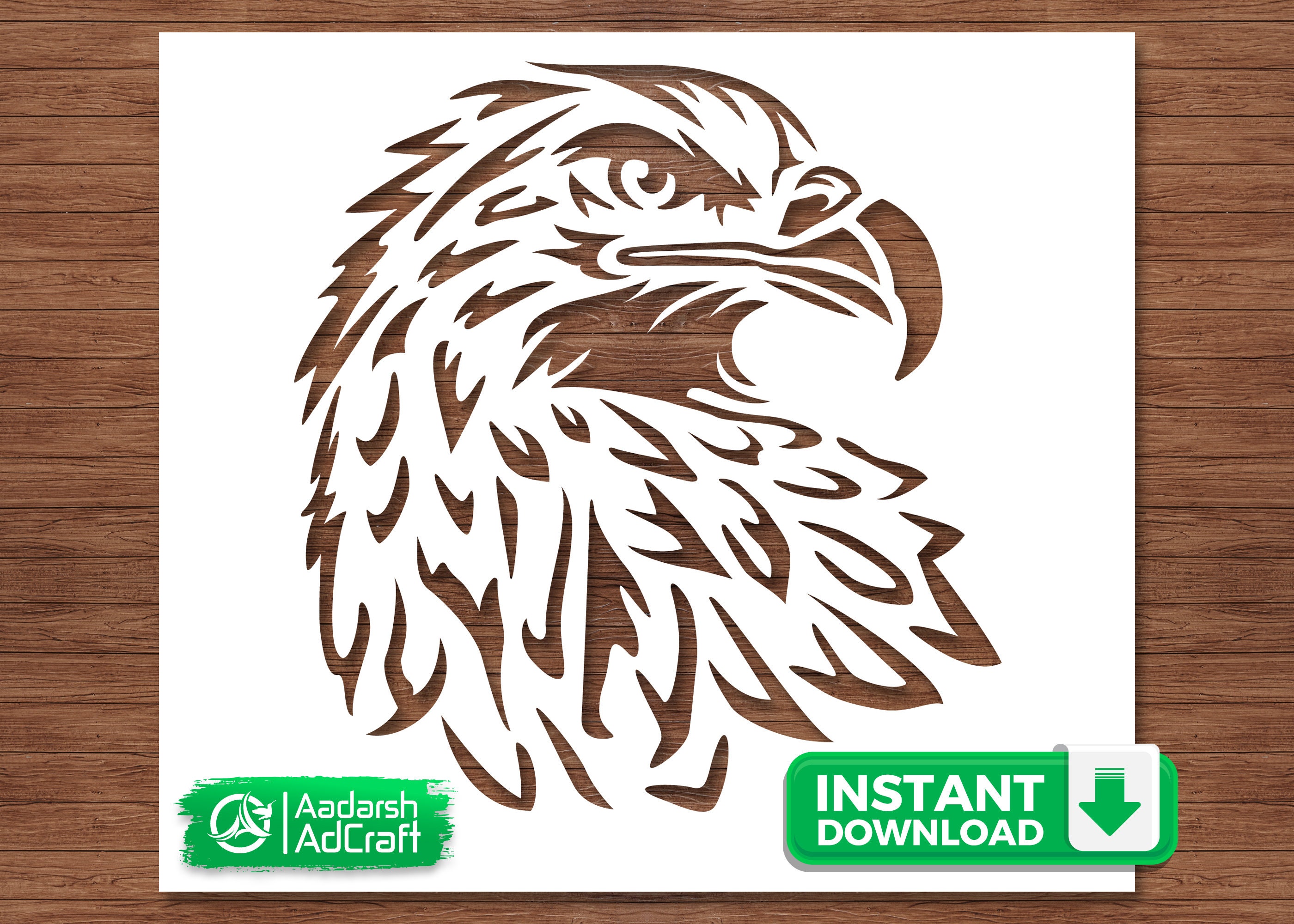 Eagle Hawk Falcon Face Stencil Art, Falcon Design, Eagle Stencil, Hawk ...