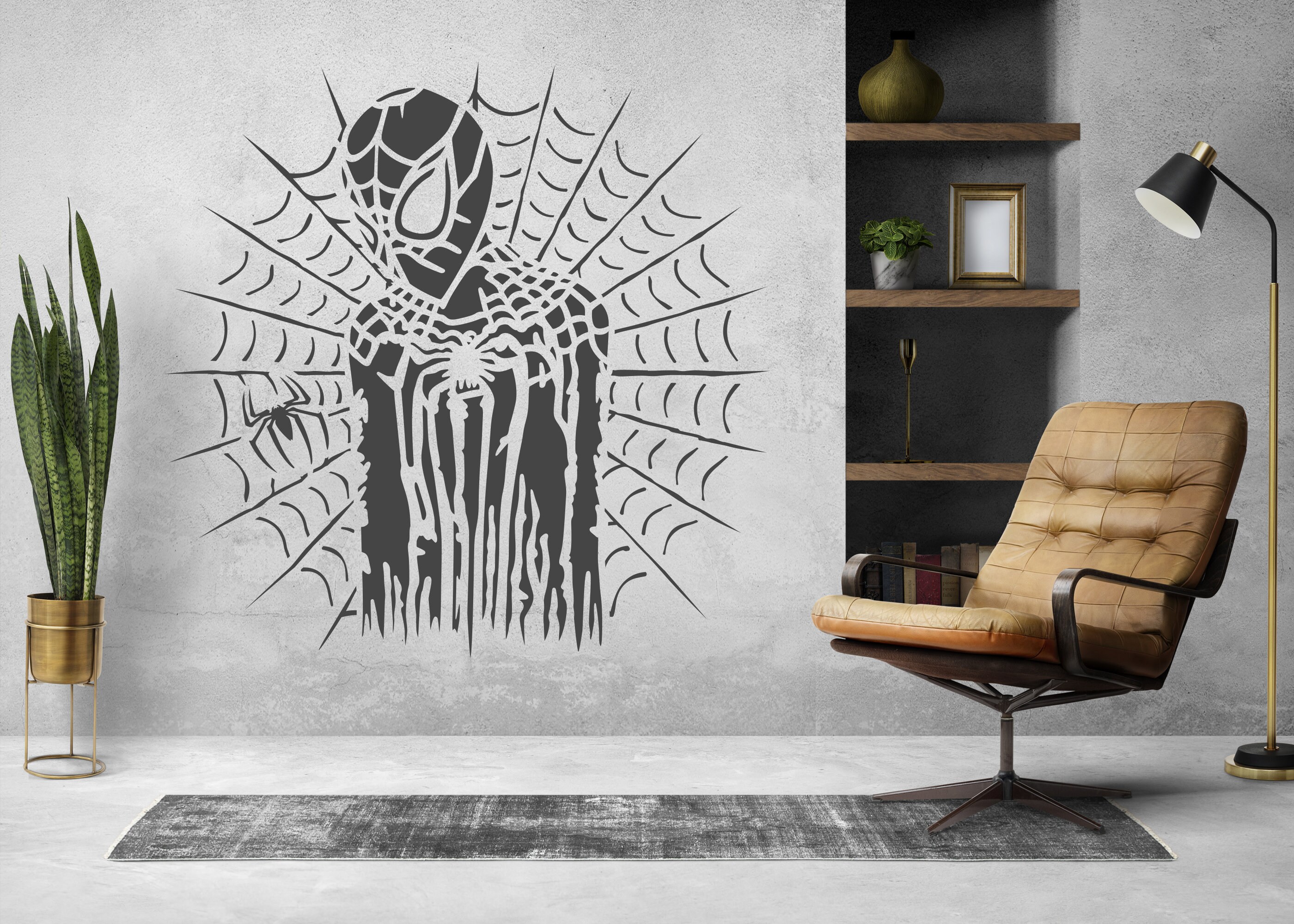Superhero Stencil Art With Spider Suit Vector SVG Dxf - Etsy