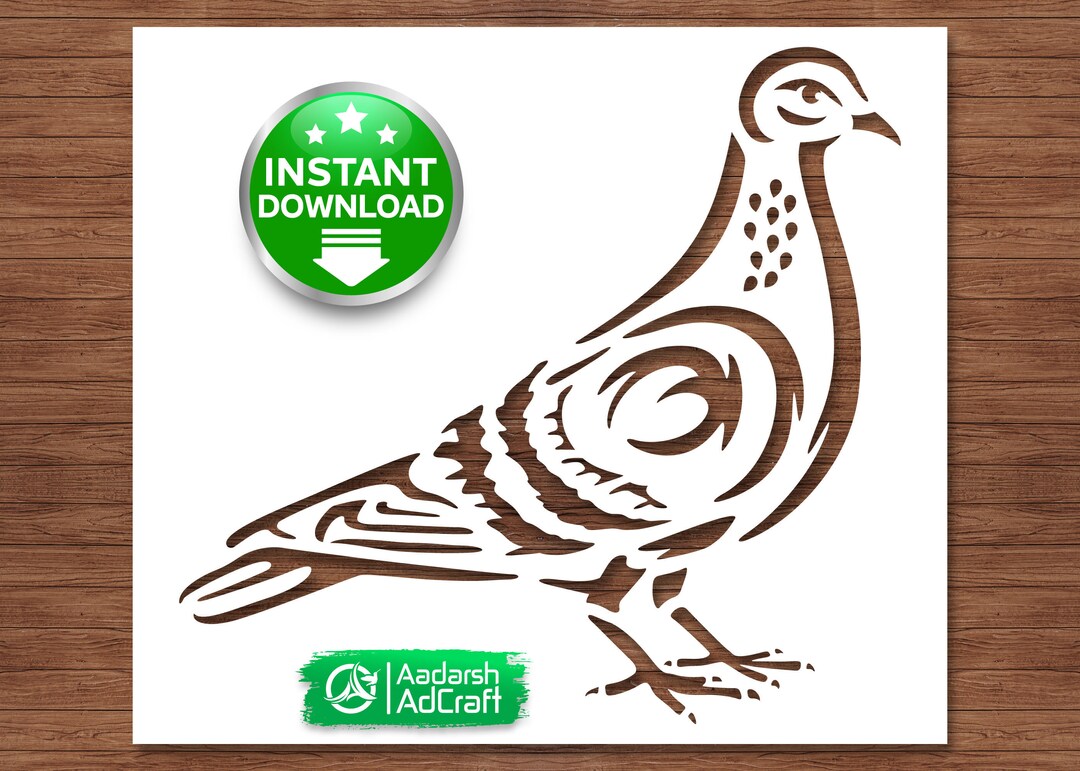 Pigeon Bird Stencil Art, Vector SVG, Dxf, Pigeon Art, Dove Bird Art ...