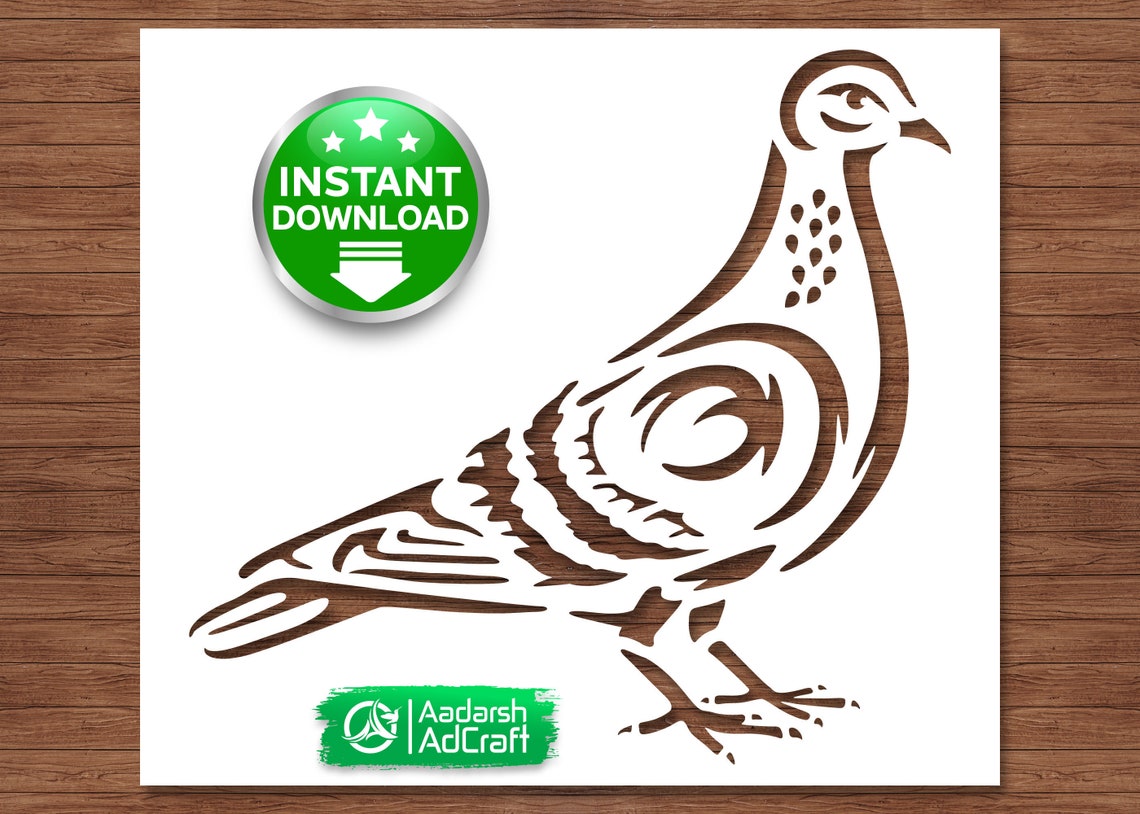 Pigeon Bird Stencil Art, Vector SVG, Dxf, Pigeon Art, Dove Bird Art ...