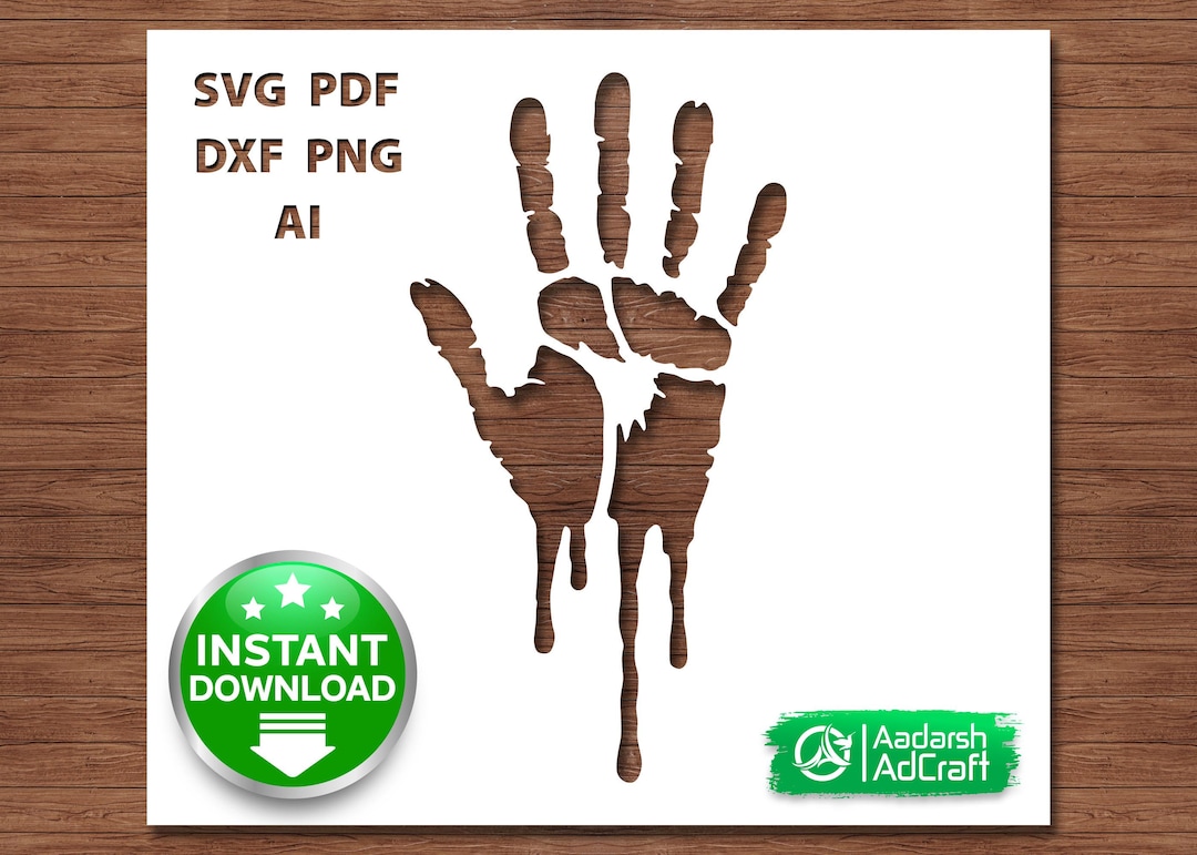 Spooky Bloody Handprint Halloween Stencil | Creepy Hand SVG, Haunted ...