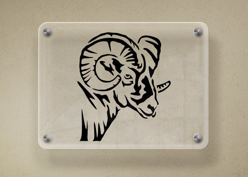 Ram Jungle Side Face Creative Stencil Art, Vector SVG, Dxf, Ram Stencil ...