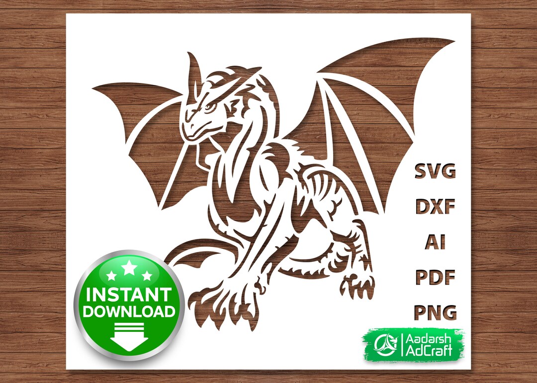 Dragon Full Body Stencil, SVG, Dxf, Dragon Printable Stencil, Mythical ...
