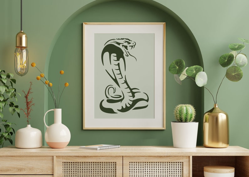 Snake Deadly Stencil Art | Reptile SVG, Venomous Snake Wall Decor ...
