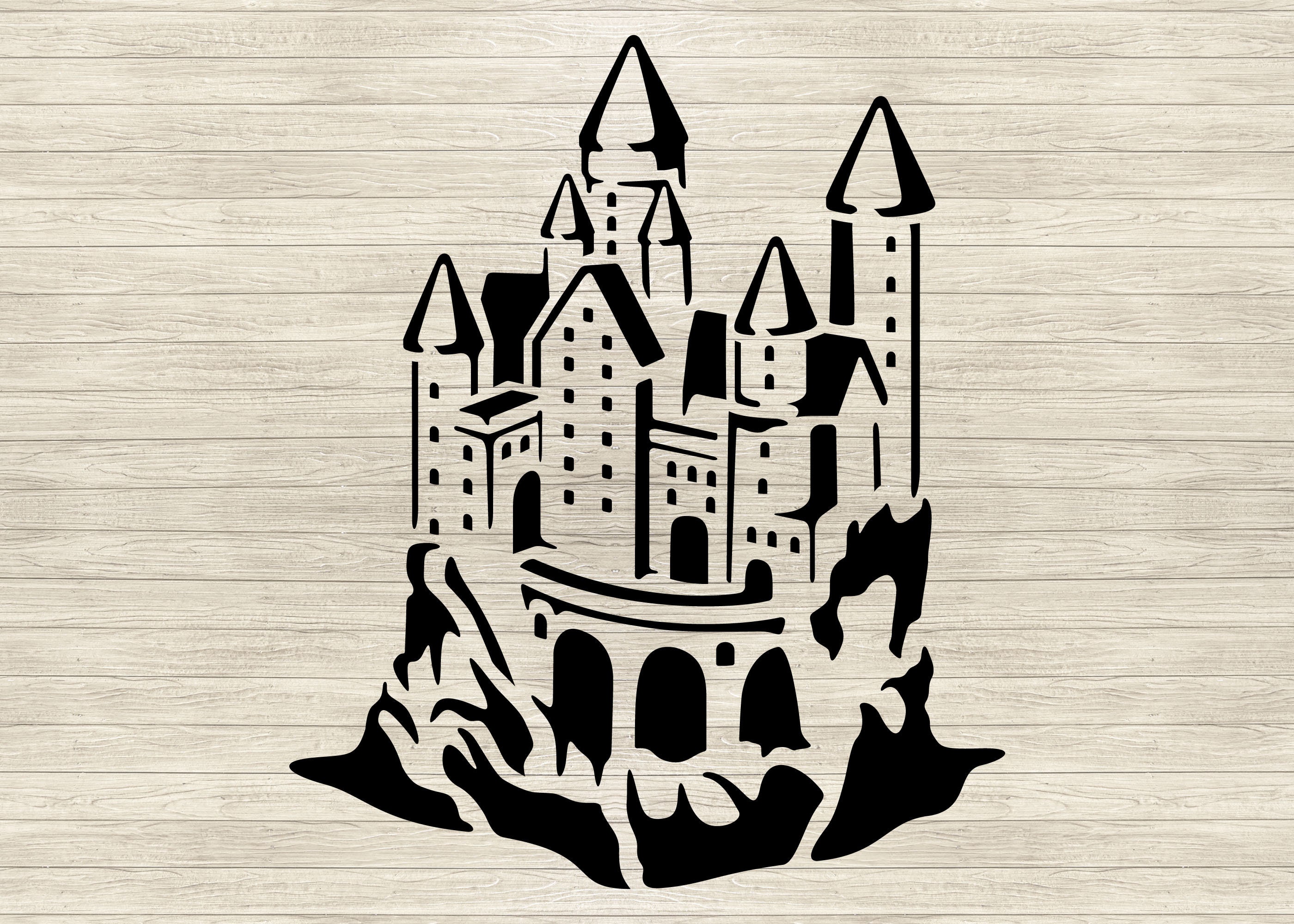 Ancient Castle Stencil | Medieval Fortress SVG Template, Haunted ...