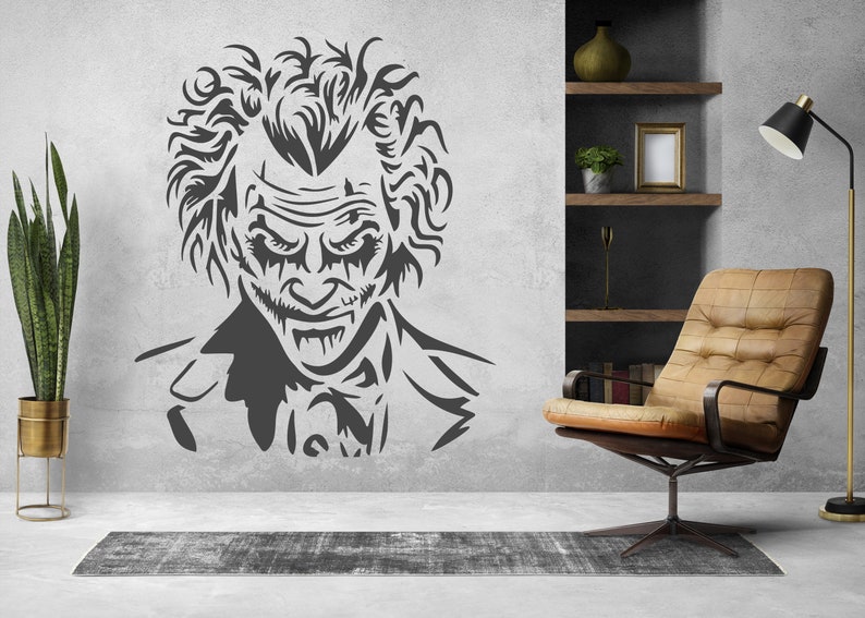 Super Villain Joker Art Stencil | Comic Book Clown Face SVG, Graffiti ...