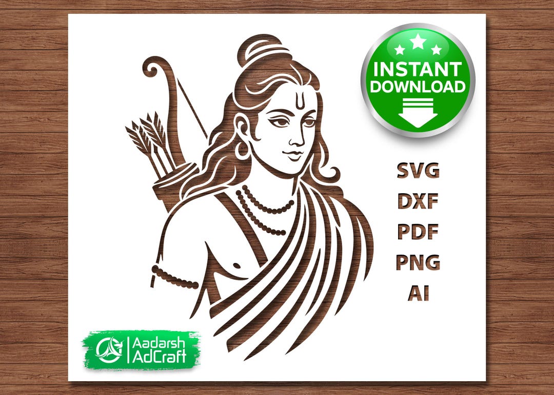 Ramayan Shri Ram Stencil | Hindu God SVG Template, Ram Navami ...