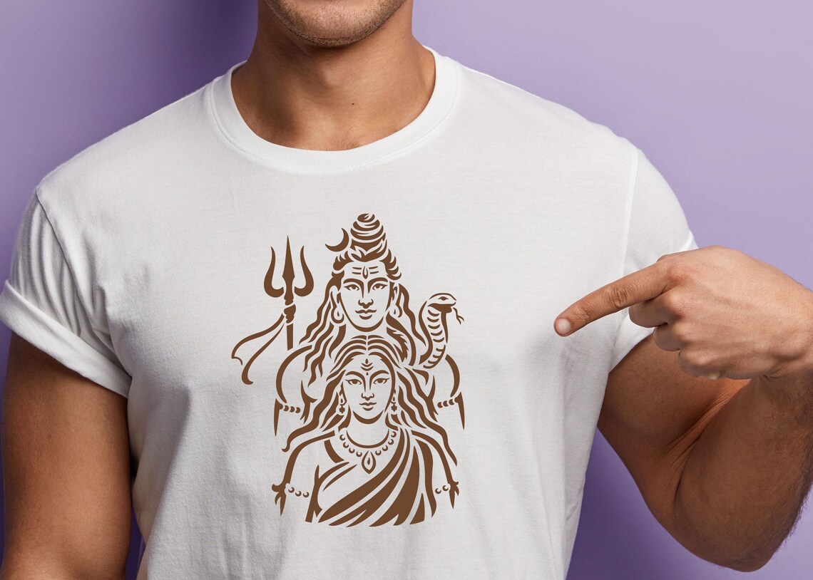 Divine Shiv Shakti Stencil | Hindu God SVG Template, Shiva Parvati ...