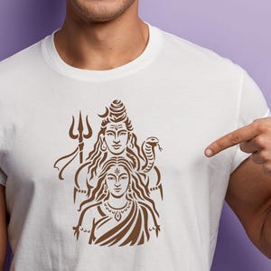 Divine Shiv Shakti Stencil | Hindu God SVG Template, Shiva Parvati ...