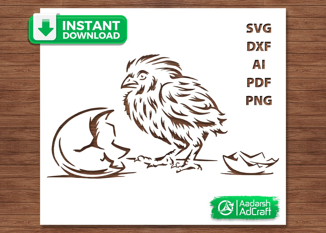 Chick Hatching Out Stencil Art, Vector SVG, Dxf, Poultry Bird Art ...