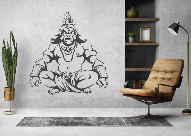 Lord Hanuman Majestic Art Stencil, Hanuman Stencil, Indian Mythology ...