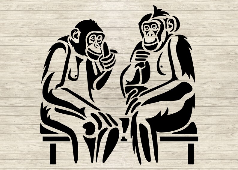Chimpanzee Ape Art Stencil | Monkey Face SVG, Jungle Animal Wall Decor ...