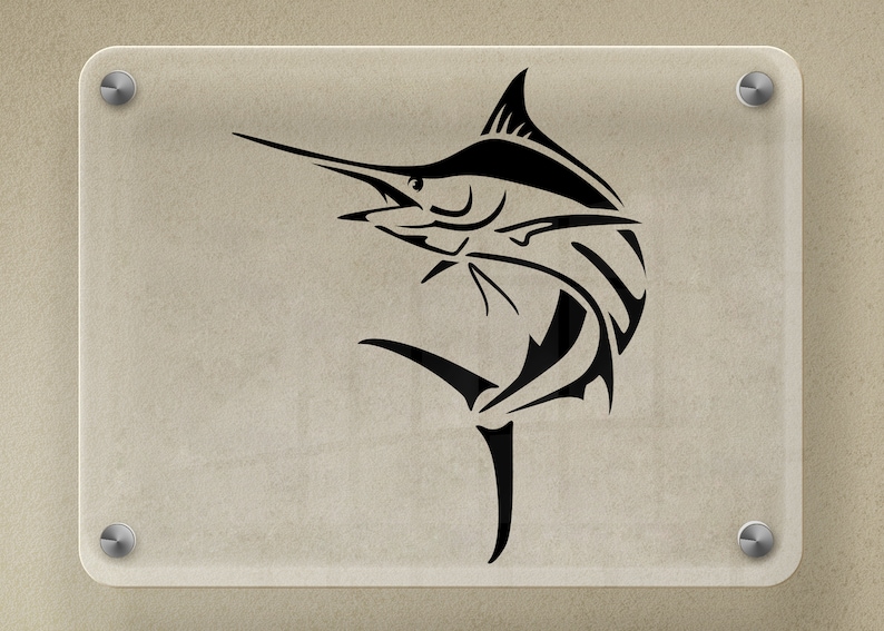 Marlin Fish Jumping Art Stencil, SVG, Dxf, Marlin Fish Stencil, Sea ...