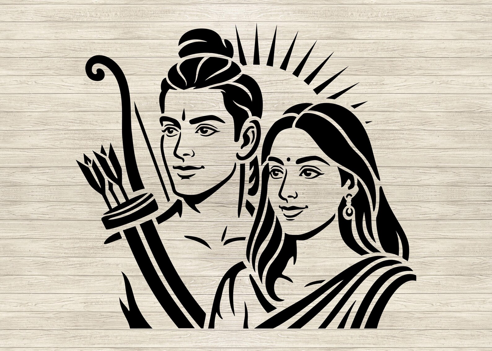 Lord Ram Sita Stencil | Hindu God SVG Template, Ram Navami & Diwali Art ...