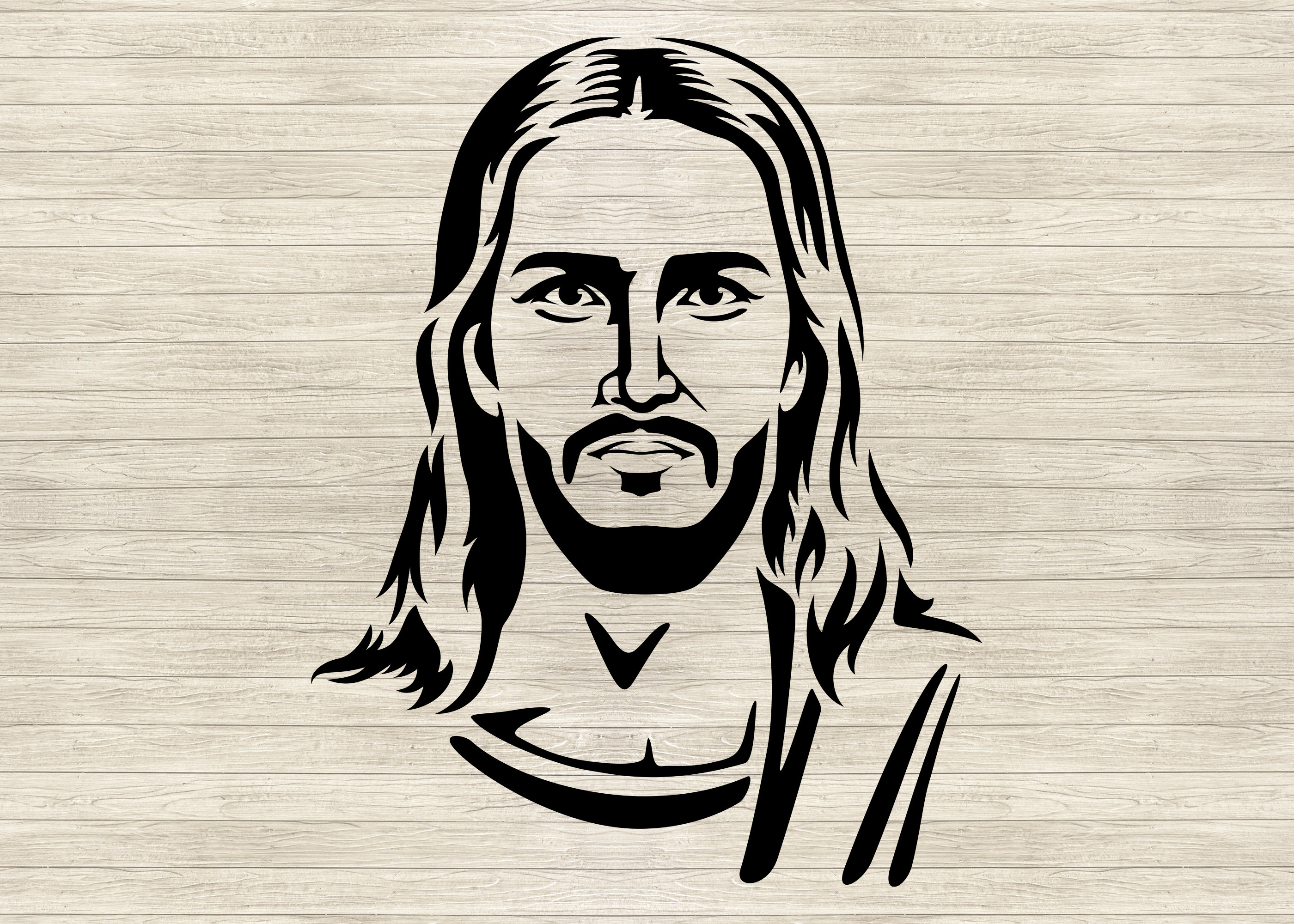 Jesus Almighty Face Stencil Art, Vector SVG, Dxf, Stencil Print, God ...